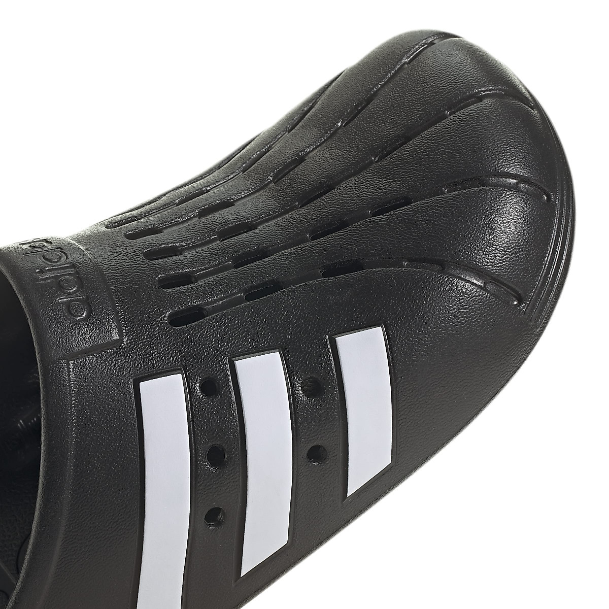 adidas Unisex Adilette Clogs Slide Sandal, Core Black/White/Core Black, 14 US Women/13 US Men