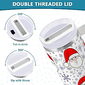 40 Oz Cute Christmas Santa Claus Insulated Water Bottle with Straw and Handle, Insulated Vacuum Tumbler Travel