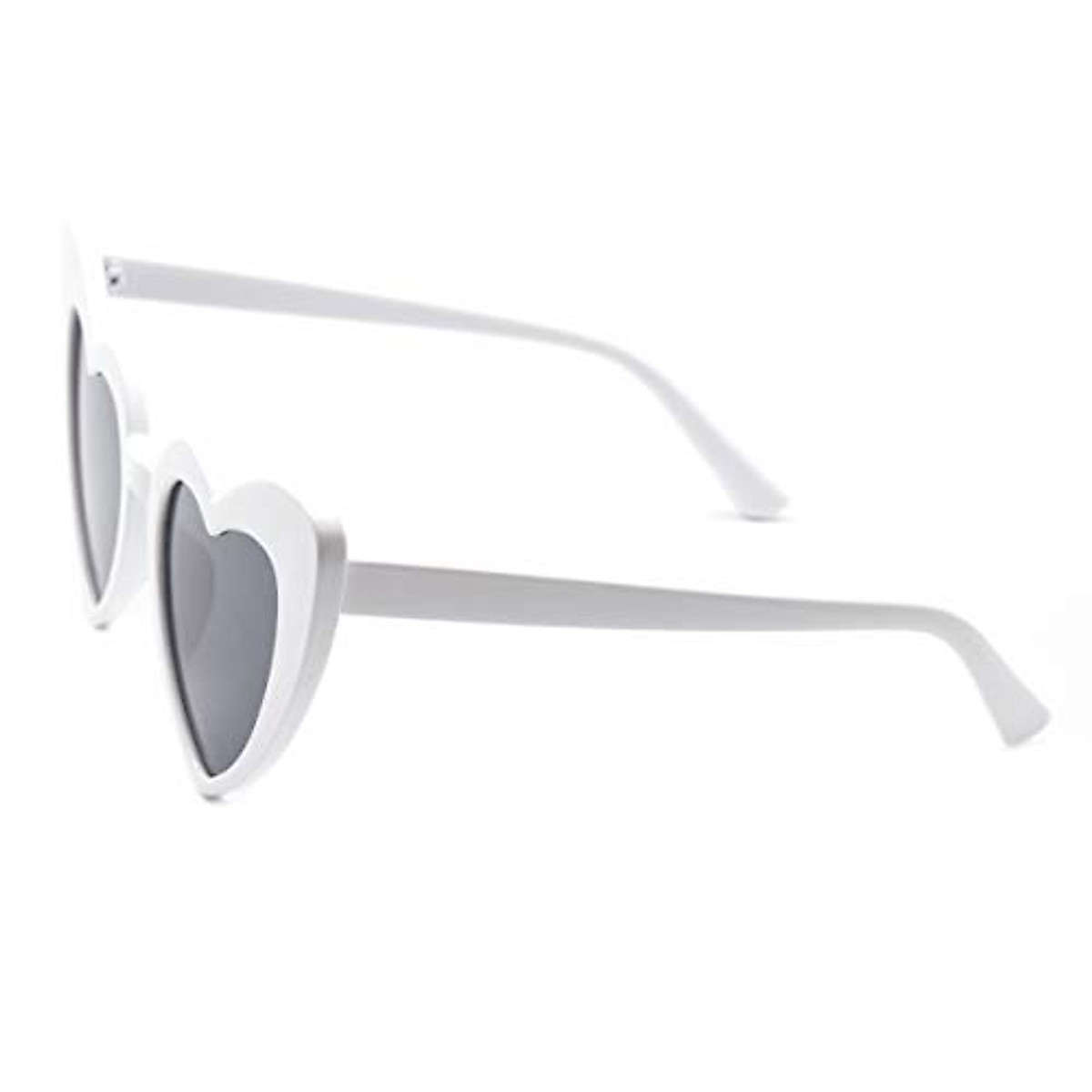 JUSLINK Heart Shaped Sunglasses for Women, Cat Eye Mod Style Retro Kurt Cobain Glasses(White)