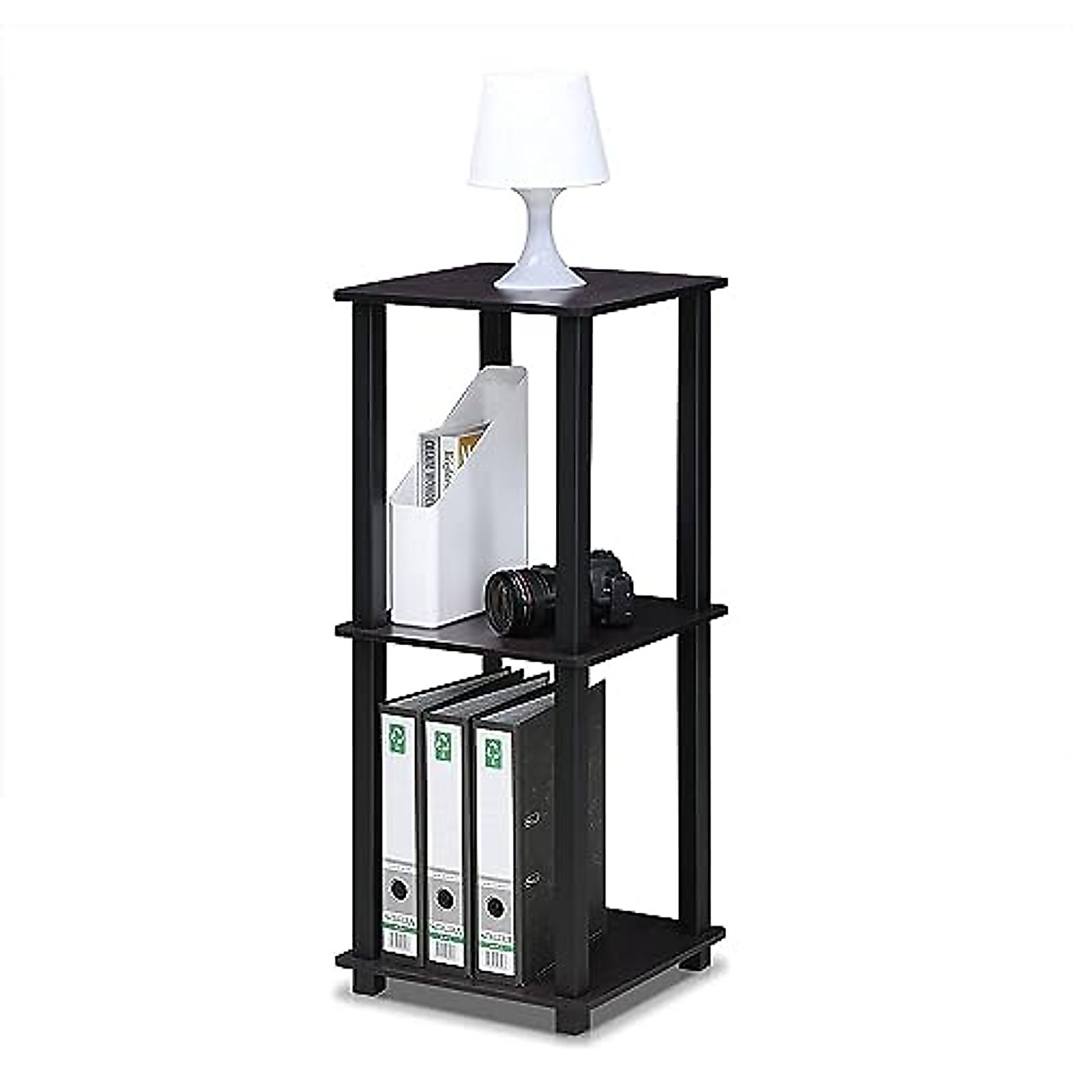 Set of 2 Black Side End Tables for Small Spaces with Storage Living Room Bedroom