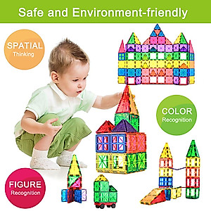 Magnetic Building Tiles, 78pcs Colorful 3D Transparent Magnet Building Blocks Set, Educational Toy Gift for Kids Boys Girls (78PCS)
