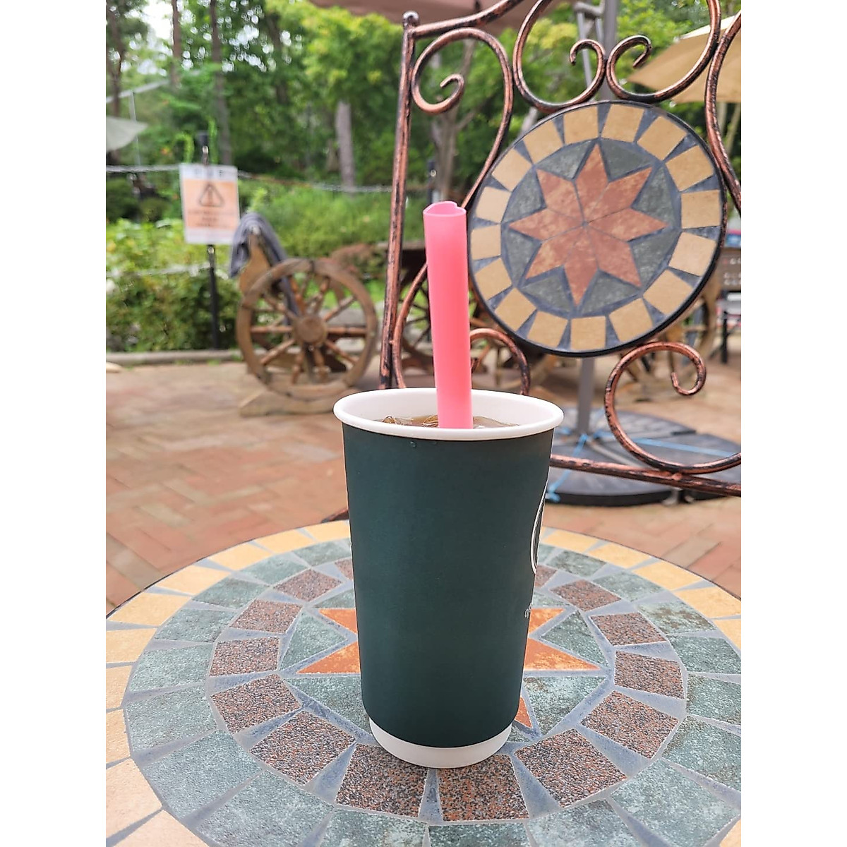 JOYLUCK KOREA 50pcs Jumbo Smoothie Heart shaped Pink Disposable Drinking straws Individually Wrapped plastic straws Party Supplies Birthday Party for Kids Bridal Shower Wedding Valentine's Day