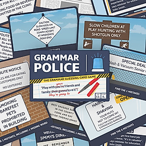 Grammar Police Game - Correct The Bad Grammar Flash Card Game - Fun Grammar Detective Game - Suitable for Family, Kids, Teenagers & Adults