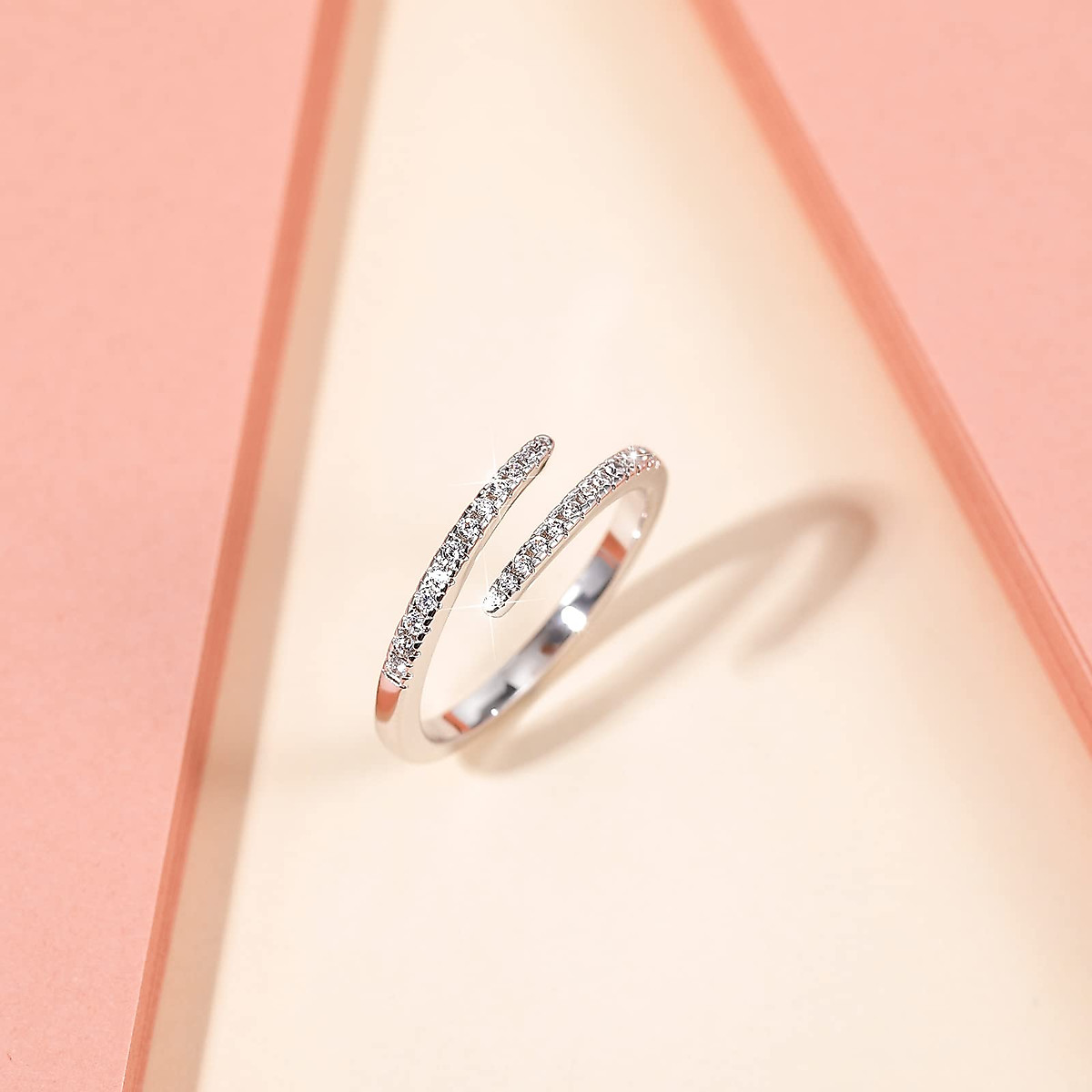 EAMTI 2mm Wedding Bands for Women Open Stackable CZ Cubic Zirconia Engagement Rings Dainty Eternity Band Rings Size 7