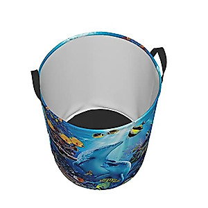 Dolphin Laundry Hamper Cute Laundry Baskets Large Animal Hampers Toy Organizer Hamper Bag Dirty Clothes Storage Bin
