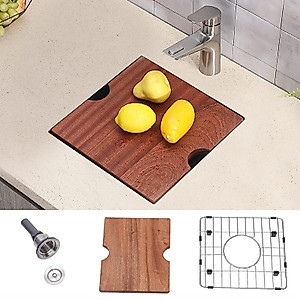 KINGO HOME 15x15 Inch Stainless Steel Small Undermount Bar Sink, Prep Sink Workstation Drop In RV Bar Sink 16 Gauge Ledge Kitchen Single Bowl Kitchen Wet Bar with Accessories