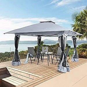 OC Orange-Casual 13’x13’ Pop Up Gazebo, Outdoor Gazebo Tent with Double Vented Roof Canopy, Powder Coated Steel and UV Protected Fabric, W/Netting Walls, for Garden, Yard, Lawn, Grey