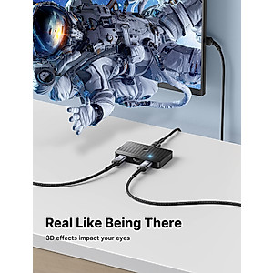 4k@60Hz HDMI 2.0 Switch Splitter with 3.3FT HDMI Cable, JSAUX HDMI Switcher 3 in 1 Out, 3 Port HDMI Selector, Support 4K, 3D, HDCP 2.2, 1080P, HDR Compatible with PS5, PS4, HDTV, Fire Stick, Roku, PC