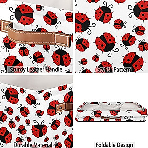 Animal Ladybugs Storage Cube Basket 13x13 Foldable Storage Organizer Container with Handle for Shelves Closet Bedroom Home Decor