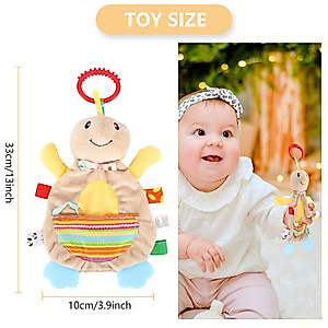 Baby Teething Cuddly Teether with Bee Character, 3 Textured Teething Places, BPA-Free Silicone, Soft Fabric Textures to Explore, and Crinkle Sounds to Discover