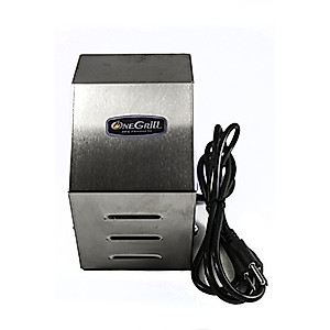 OneGrill 4PM08 Heavy Duty Stainless Steel Grill Rotisserie Motor - Electric 27 Watt 110/120 Volt - 200 in./lbs. Stall Torque - 5/16 Inch Square Drive - All Metal Commercial Grade Geartrain