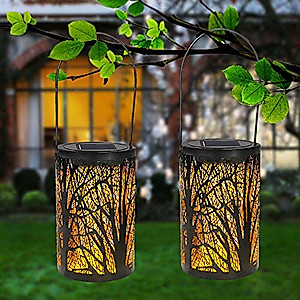 Solar Lantern Outdoor Lights for Decorative Atmosphere Hanging Garden Lantern Cylindrical Table Lamp Night Light Warm Lighting for Courtyard, Party, Walkway,Terrace, Garden, Lawn (2 Pack)