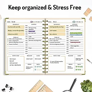 Aesthetic Daily Planner Undated, To Do List Notebook Planner with Hourly Schedule, Hardcover Work Planner - Stay Organized & Boost Productivity, Organizer Notebook for Office School Supplies,160