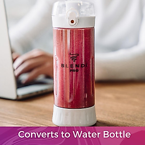 Blendi Pro Plus Premium Cordless Portable 17.5oz Rechargeable Blender - Crush Ice, Fruit & Blend Sports Powders in Seconds - Stainless Steel Blades w/High Powered 120W Motor - Gym, Tailgates (White)