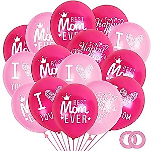 Happy Mother's Day Balloons Party Decorations Supplies - 48PCS Latex 12inch Mothers Day Party Supplies - Best Mom Ever Party Decorations