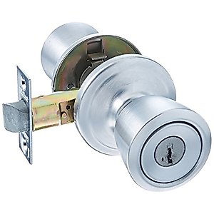 Kwikset Corporation 97500-074 Abbey Vestibule Keyed Knob featuring Smart Key, Satin Chrome