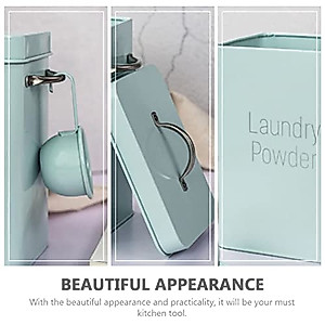 Cabilock Flour Holder Laundry Container Farmhouse Laundry Storage Tin Box Pet Food Container Rice Bucket Grain Dispenser with Scoop for Home Laundry Room Decor Pooper Scooper Metal