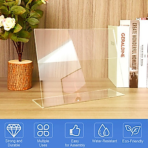 COYMOS 12 Pack Acrylic Sign Holder 8.5 x 11 Horizontal Slant Back Acrylic Stands for Display Plexiglass Clear Acrylic Display Stands for Ad Frame, Picture Photo Frames, Promotions, Restaurants, Office