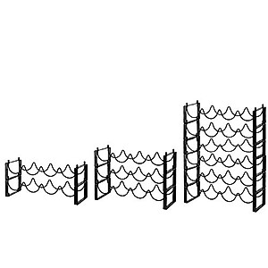 DreamiDeco 3 Tier Stackable Wine Rack, Countertop Cabinet Wine Holder Storage Shelf Free Standing Bottles Holder Organizer - Hold 12 Bottles for Kitchen Pantry Cabinet Bar (Metal, Black)