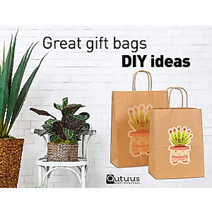 Qutuus Kraft Paper Bags with Handles Bulk 8x4.5x10 100 pcs Brown Paper Gift Bags Bulk Medium Size Kraft Bags, Brown Bags, Shopping Bags, Retail Bags, Craft Bags for Small Business