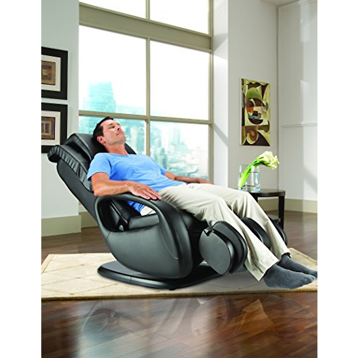 Human Touch WholeBody 5.1 Full Body Massage Chair Recliner Living Room Chair w/ Retractable Ottoman- Personal Professional-Grade Stress + Muscle Pain Relief for Foot Leg Back Neck Massager - Black