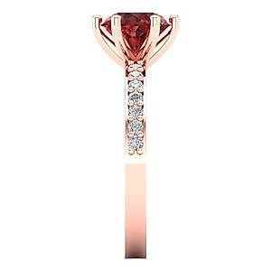 Clara Pucci 2.0 ct Heart Cut Solitaire Natural Amethyst 5-Prong Bridal Designer Wedding art deco Anniversary Ring Real 14k White Gold