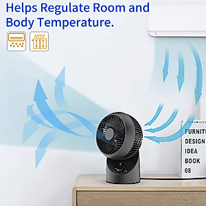 Jiffi Large Whole Room Air Circulator Fan, 360° Swing, Silent Setting, 3 Speeds, Suitable for Personal Floor Office and Whole Room Use.