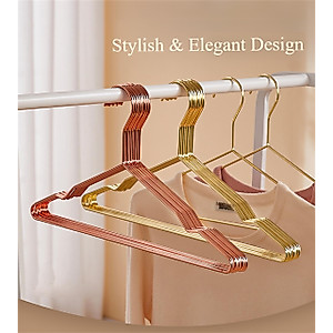 Better to U 17 Inch Metal Clothes Hanger 20 Pack, 4.0mm Heavy Duty Shirt Blouse Hanger for Coat Suit Bridal Boutique, Space Saving Slim Wire Hanger for Camisole Trousers Wedding Dress（Gold）