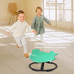 HAPPYMATY Sit and Spin Spinning Activity Toy for Toddlers with Arm Rest and Swivel, Wobble Chair - Sensory Spinning Seat for Kids, Training Body Coordination, Green