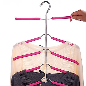 3 Pack 5 in 1 Space Saving Clothes Hangers Chrome and Foam Blouse Tree Hangers Multi Layers Clothes Rack Non Slip Stainless Steel Shirt Hangers Coats Hangers Closet Storage Organizer(White)