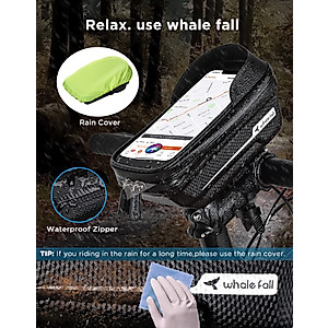 whale fall Newest Portable Bike Bag, Bike Phone Mount, Bike Accessories, Phone Holder for Bike, Sturdy/Waterproof, Germany Bayer 0.25mm TPU, 4” - 6.9” Cellphone, Black, X1 Pro