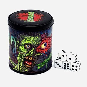 Luck Lab Zombies Dice Cup Including 5 Dice - Red Velvet Interior for Quiet Shaking - Use for Zombie Dice Liars Dice RFP Yahtzee Board Games, Black