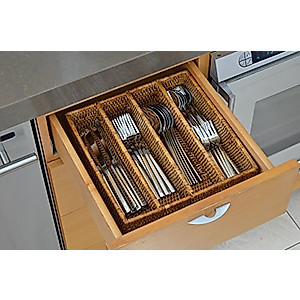 La Jolla Rattan Silverware Tray and Organizer, Honey Brown