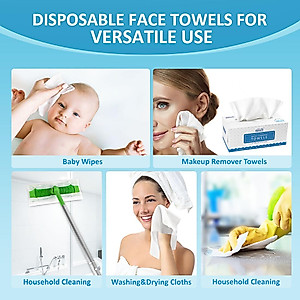 HOMEXCEL Face Towels, Disposable Makeup Remover Wipes Cloth 10" x 12", Soft Lint Free Facial Cleansing Clean Facial Towels, Biodegradable Dry Wipes Face Cloth for Sensitive Skin,50 Count