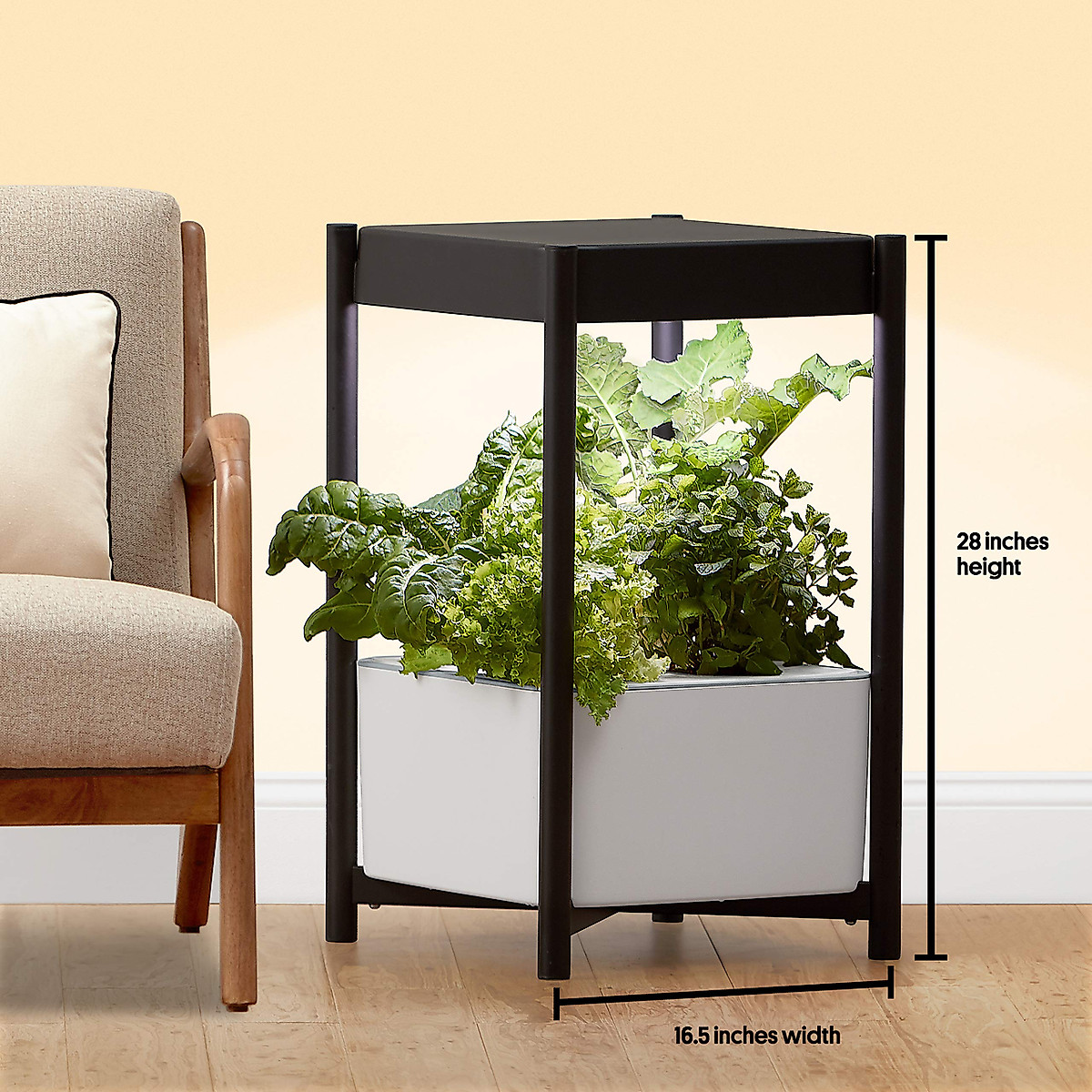 Miracle-Gro Twelve Indoor Growing System, Side Table with LED Grow Light for Year Round Gardening, Planter For Leafy Greens, Herbs & Flowers