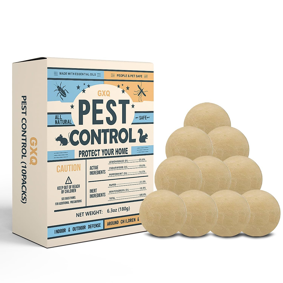 Pest Repellent Balls - Repel Rodent with Peppermint, High-Strength Mice, Mouse, and Rat Repellent - Effectively Deters Spiders, Roaches, Ants, Moths & Pests - 10 Balls