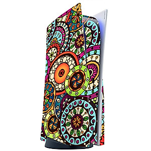 ITS A Skin Skins Compatible with Sony Playstation 5 Console Disc Edition - Protective Decal Overlay Stickers wrap Cover - Ethnic Circles Pattern
