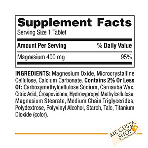 Spring Valley Essential Mineral Extra Strength Magnesium Tablets Dietary Supplement Nutritional Boost Gluten Free 400 mg, 250 Count Includes Asstd Collor Pill Organizer Me Gustas Sticker