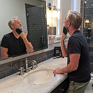 Dermasuri Beard Scrub and Body Polish Mitt for Deep Exfoliation​ - Part of a Skincare Kit for Bearded Men - Cleanse Skin Debris & Brush Away Ingrown Beard Hair - Shaving & Grooming Accessories for Men