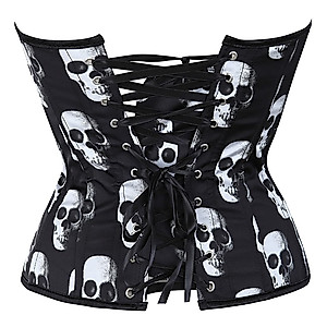 Haorugut Corset Tops for Women Ren Faire Corset Bodice Renaissance Plus Size Corset Bustier Skull 4XL