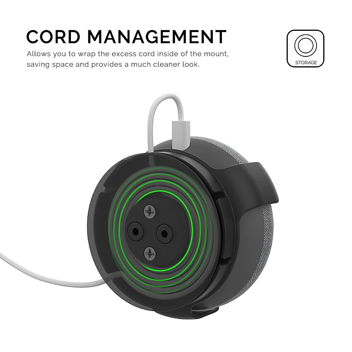 Wall Mount Stand for Google Home Mini/Dot 3rd Generation Voice Assistants Cord Storage Wall Mount(Black)