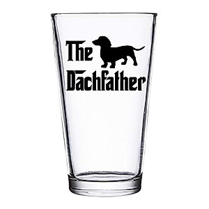 The Dachfather - Gift for Wiener Dog Lover - Dachshund Weiner Dog Dad - 16oz Pint Drinking Cup Beer Glass