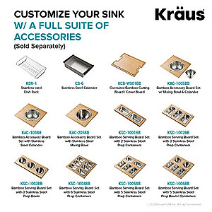 KRAUS KWT310-33/18 Kore Workstation 33-inch Drop-In 18 Gauge Single Bowl Stainless Steel Kitchen Sink with Integrated Ledge and Accessories