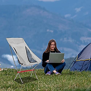 QSWRD Camping Chair for Adults Portable Camp Chair for Beach, Hiking, Picnic, Travel, Outdoor Activities, High Backrest and Aircraft-Grade All Aluminum Lightweight Camping Chairs Support 330LBS, Grey