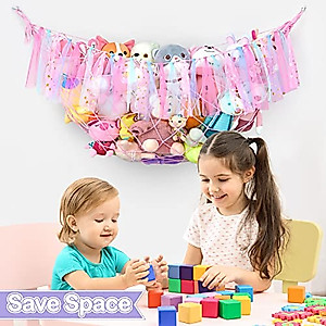 Basumee Stuffed Animals Net Or Hammock Wall Mounted Stuffed Animals Storage Display Plush Toy Storage With Tassels For Nursery Playroom Kids Room Decor