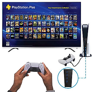 5 Port USB Hub for PS5, Megadream High-Speed Expansion Hub Charger Splitter Adapter with 4 USB + 1 USB Charging Port + 1 Type C Port, Compatible with Playstation 5 Dualsence Game Console