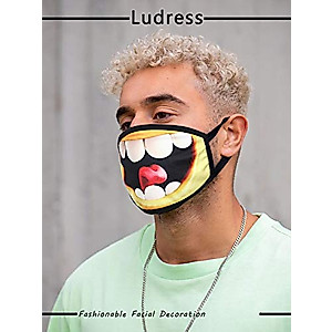 LUDRESS Funny Cotton Face Mask Yellow Washable Grimace Facial Cover Reusable Face Party Masquerade Genie Costume Accessories
