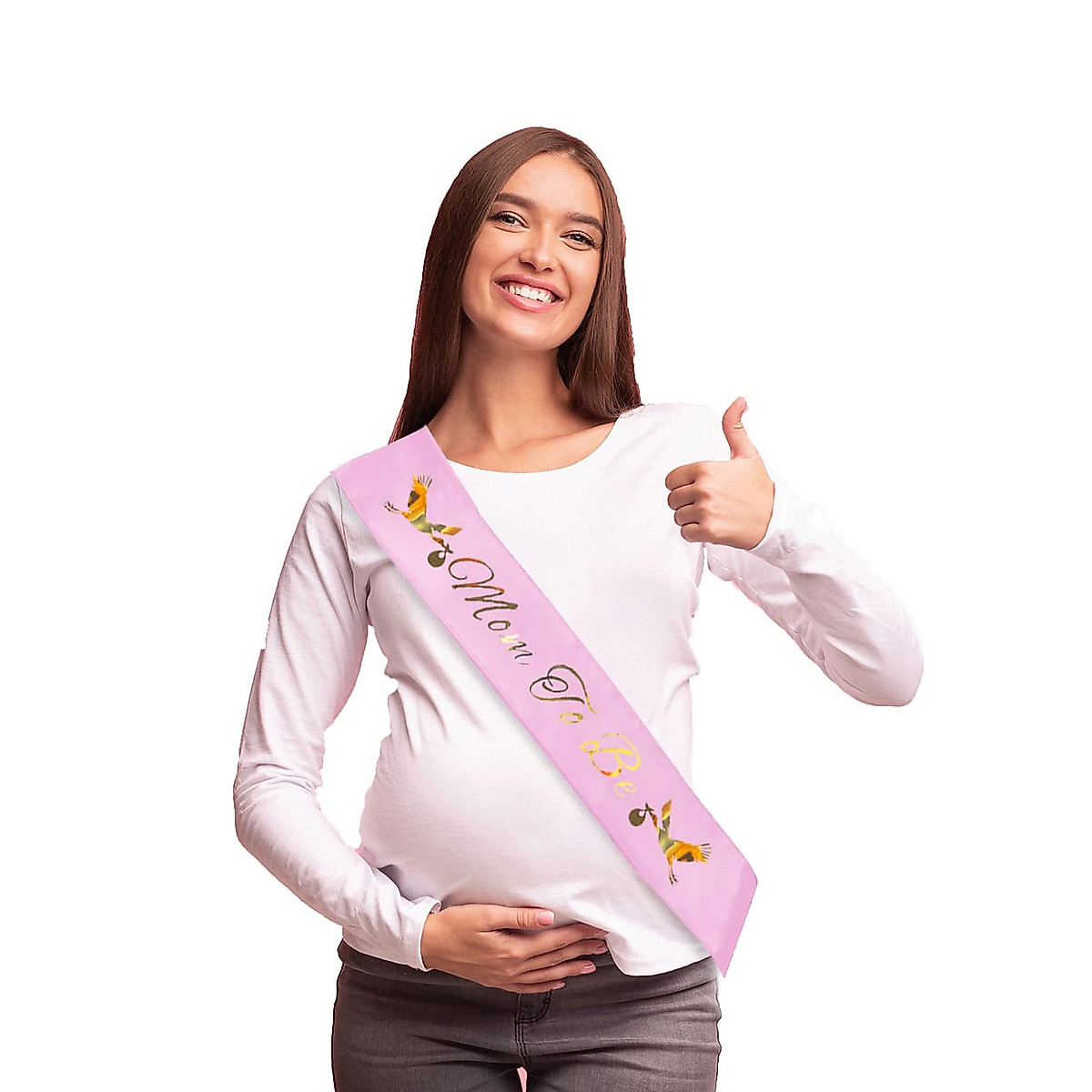 Dad to Be & Mom to Be Sash for Baby Shower - Pink with Gold Letters Dad and Mom to Be Sash Baby Shower | Girl Baby Shower Sash Father Mother Decorations Gender Reveal Belly Sash New Princess Favor