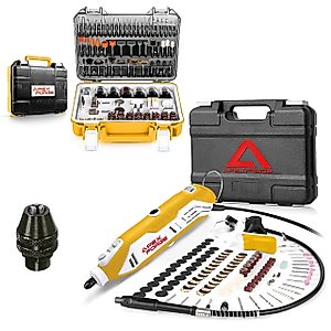 APEXFORGE M0 Rotary Tool Accessories Kit + M6 Rotary Tool Kit, Keyless Chuck & Flex Shaft, 357 + 172 Accessories, 6-Speed, 4 Attachments & Carrying Case, Ideal for Cutting/Sanding/Drilling/Sharpening