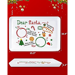 Nefelibata Santa Cookie Plate Christmas Serving Tray Plastic Cookies for Santa Platter and Tray Treat Rectangular Plate Christmas Eve Gift for Kids Xmas Holiday Sharing Snack Home Decorations Supplies